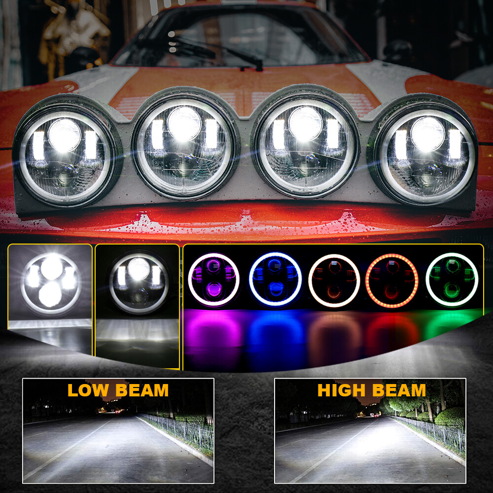 4x 5.75" 5-3/4" RGB LED Headlights Hi/Lo For Toyota Corona Celica ...