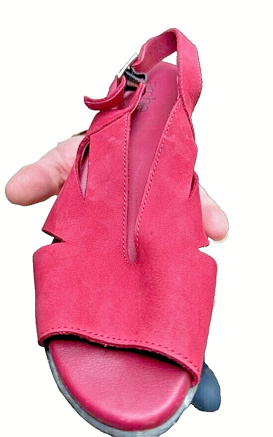 Arche red leather platform wedge sandals size 37 - Gem