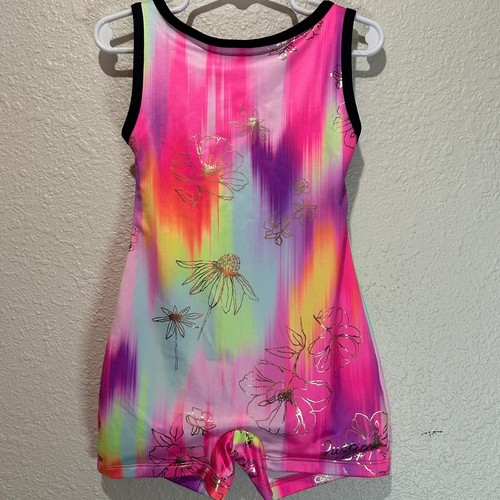 Justice Dance Gym Romper Leotard Activewear Colorful Floral Girls Size ...