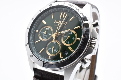 [NEAR MINT] SEIKO Chronograph 8T63-00D0 Green Men's Quartz Watch FROM ...