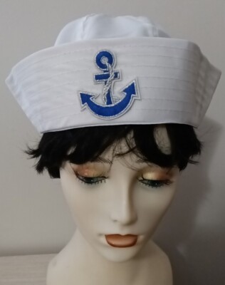 Amscan Blue Anchor Costume Sailor Hat Cap One Size White Nautical Teens ...