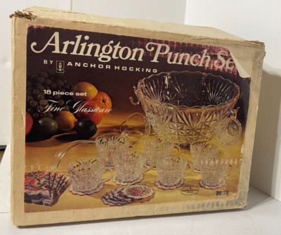 Vintage Anchor Hocking Piece Punch Bowl Set Arlington Punch Set | eBay