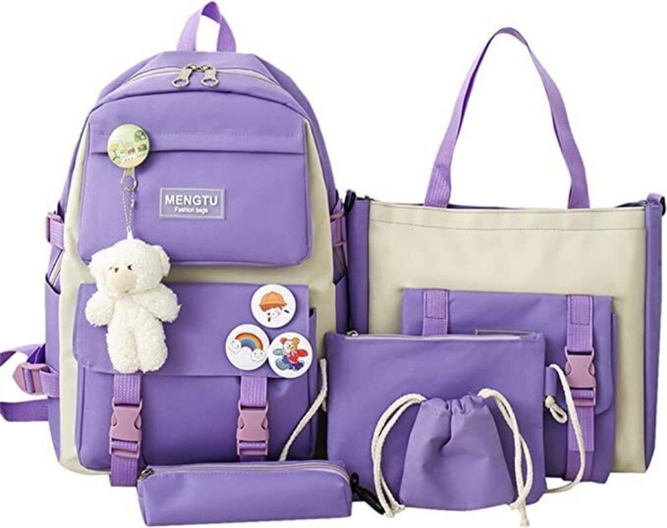 5Pcs Girls School Bag Set Women Girls Backpack Student Bookbag Travel ...