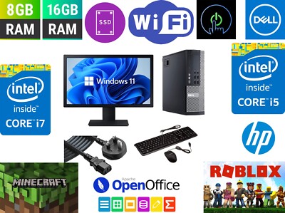 Minecraft Roblox Gaming PC Computer Intel i7 i5 16G RAM 250-1000GB SSD ...