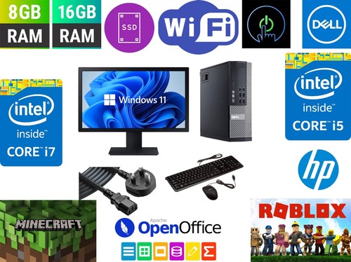 Minecraft Roblox Gaming PC Computer Intel i7 i5 16G RAM 250-1000GB SSD ...