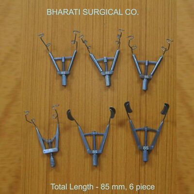 Titanium Lieberman Eye Speculum 6 Pcs Set Solid Blade K Wire V Wire 15 ...