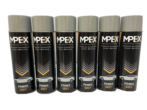 6 x Mpex Grey Primer Spray Paint Aerosol Car Multi-Purpose Preparation ...