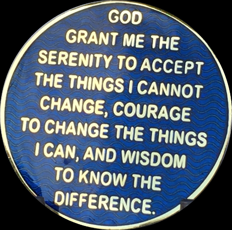 13 Year AA Medallion Blue Gold Plated Alcoholics Anonymous Sobriety ...