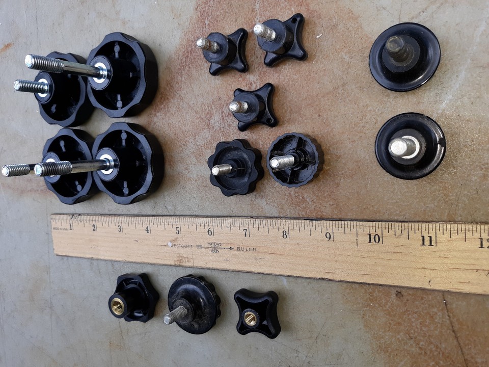 20OO99 ASSORTED THREADED KNOBS: (5) 6MM, (4) 8MM, (3) 1/4"NC, (2) 5/16 ...