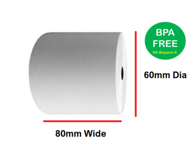 80 x 60mm THERMAL PAPER TILL ROLLS PDQ CASH REGISTER RECEIPT 80x60mm ...
