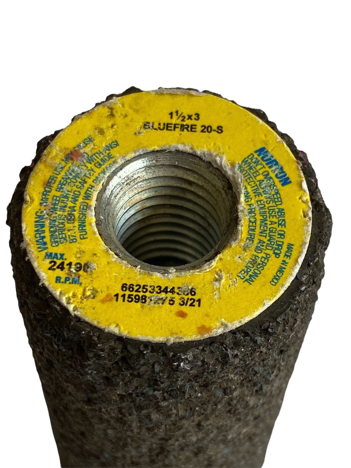 NORTON 66253344386 Grinding Plug w/Sq Tip,1-1/2 x 3 Bluefire 20-S - New ...