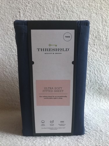 Threshold Ultra Soft Fitted Sheet Queen Dark Blue, 300 Thread Count ...