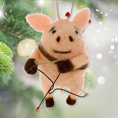 Cupid Pig Christmas Tree Ornament - Wool Pig with Heart Arrows | eBay