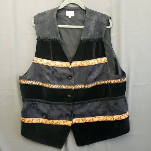 Susan Bristol Vest Womens Size 3W Black 3 Button Floral Sleeveless Made ...