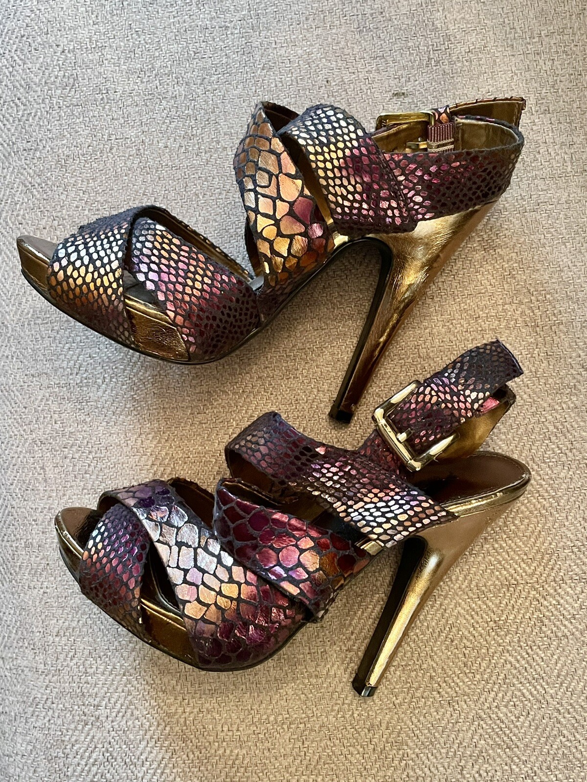 Sarah Jayne Journeys Gold metallic heels - Gem