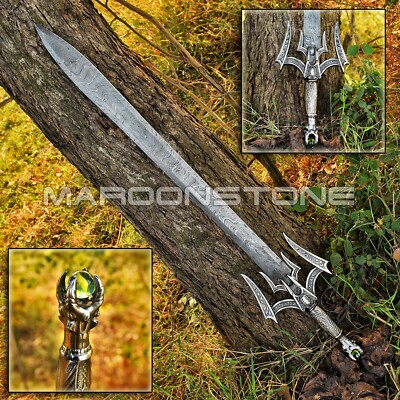 Damascus Steel Barbarian Sword With Leather Sheath| Barbarian Sword ...