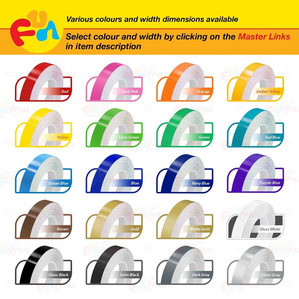 9/16" 15mm Double Lines STRIPE Car Bike Streamline TAPE Decals Vinyl ...