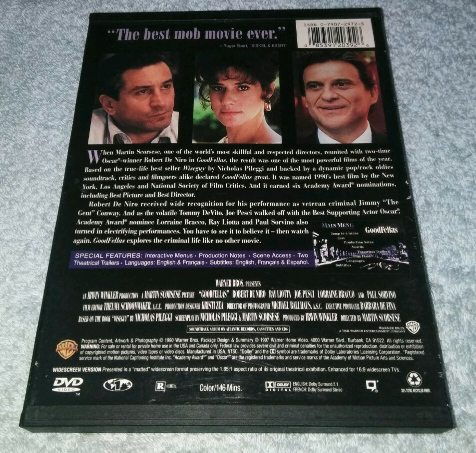 GoodFellas DVD Robert de Niro Joe pesci , Ray louetta 85391203926| eBay