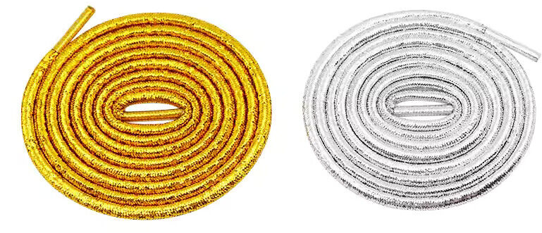Strings Shoelaces Braid Round shoelaces Gold or Silver Free Shipping | eBay