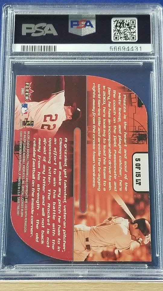 Mike Piazza / Roger Clemens - 2001 Fleer Game Time Let's Play Two PSA 9 ...