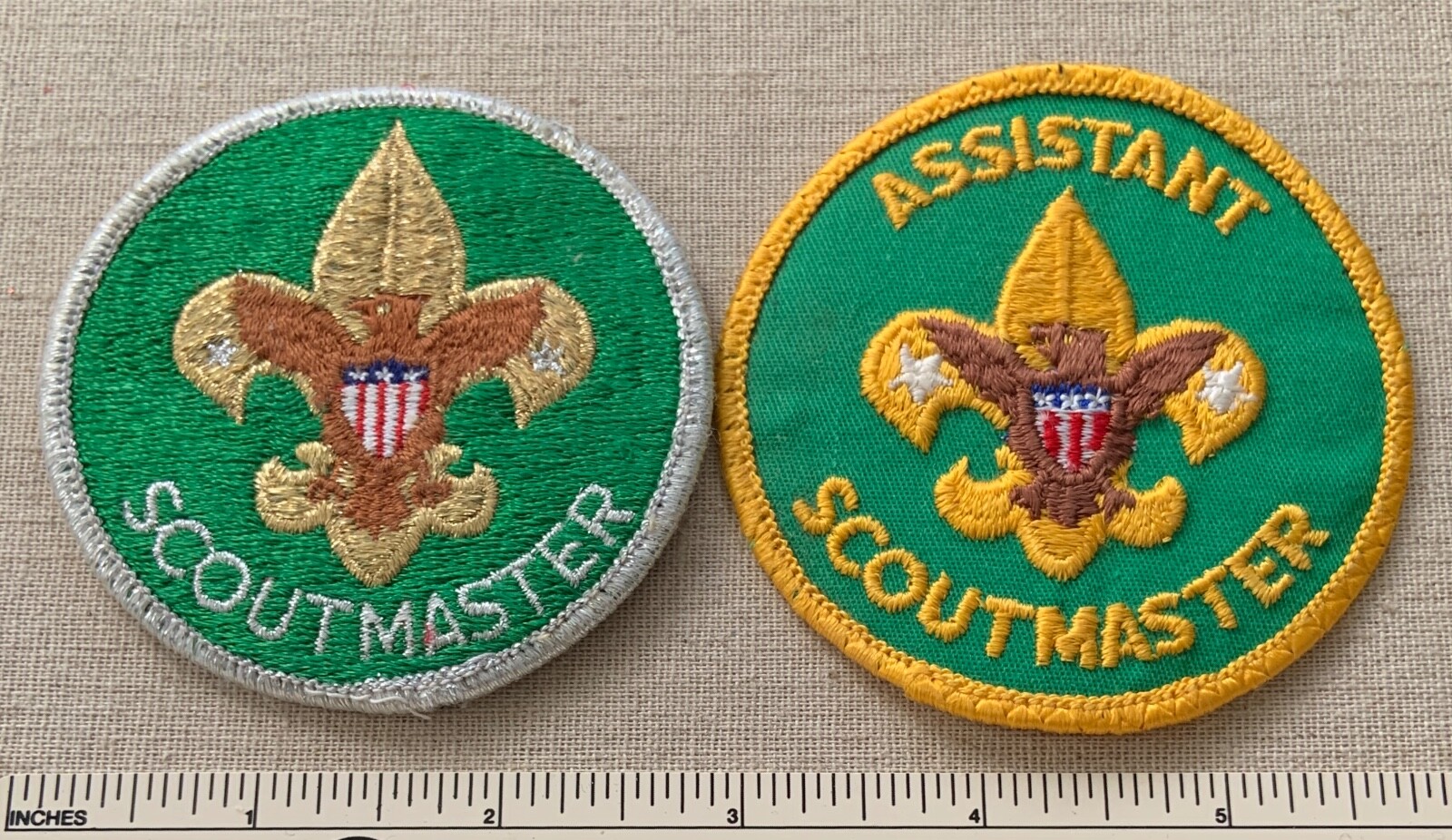 2 Vintage SCOUTMASTER & ASSISTANT Boy Scout Position PATCHES BSA Leader ...