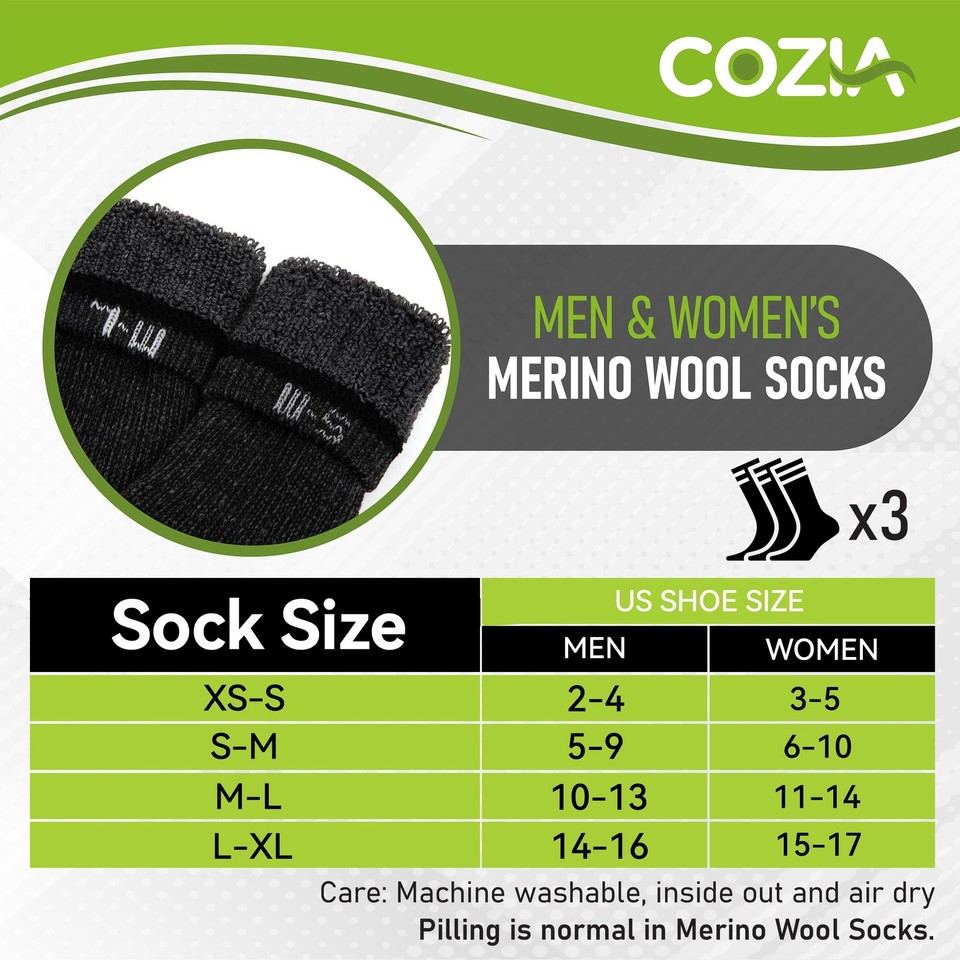 COZIA Merino Wool Socks Casual Warm Socks for Winter Cozy Boot Socks ...