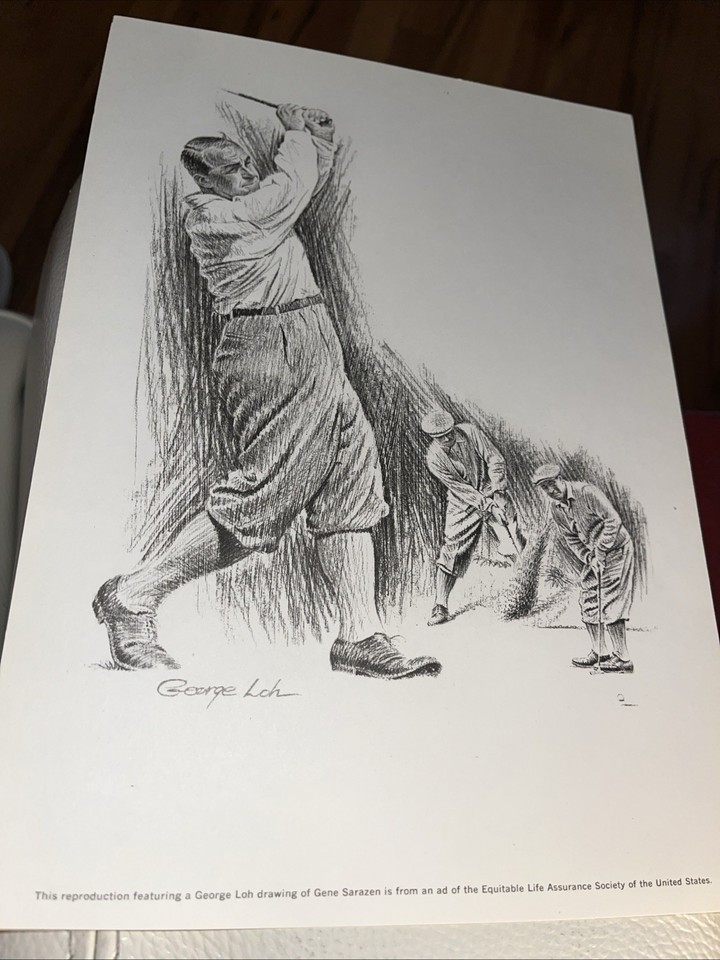 1970's GENE SARAZEN Drawing By GEORGE LOH Equitable Life Series GOLF 8. ...