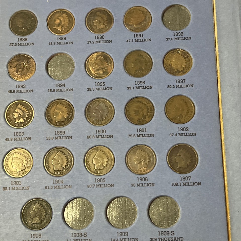 **UPDATE* INDIAN HEAD Cent STARTER COLLECTION 1859-1909(26) Coins In ...
