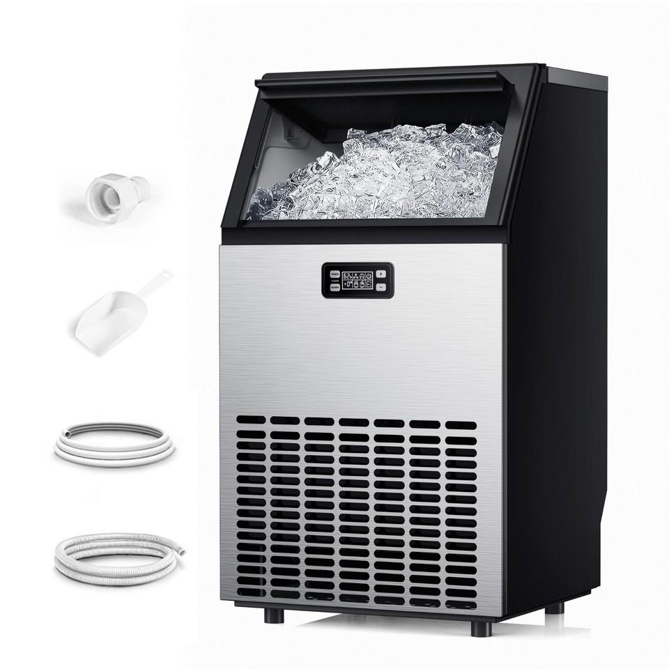 150 lbs Commercial Ice Machine, Stainless Steel ice maker, Built-in ...
