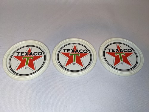 TEXACO OIL COMPANY Plastic Coasters Lot of 3 Roynd White Logo Stackable ...