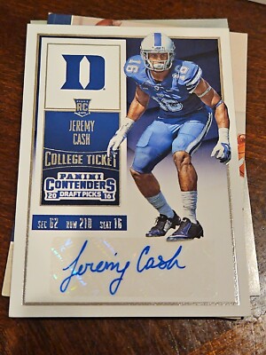 jeremy cash signed card autographed rookie college rc duke blue devils ...