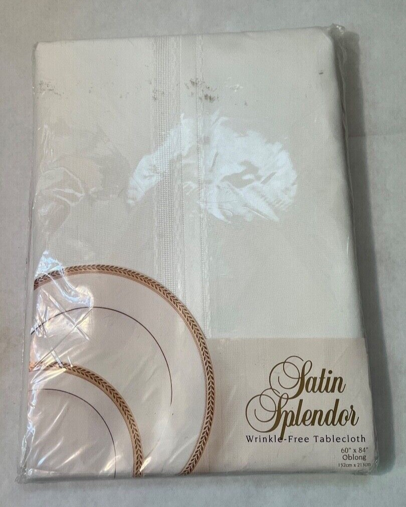 Vintage Bardwil Linens Satin Splendor 60"x84" Oblong White Tablecloth ...