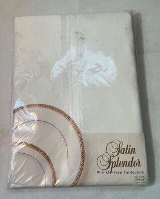 Vintage Bardwil Linens Satin Splendor 60"x84" Oblong White Tablecloth ...