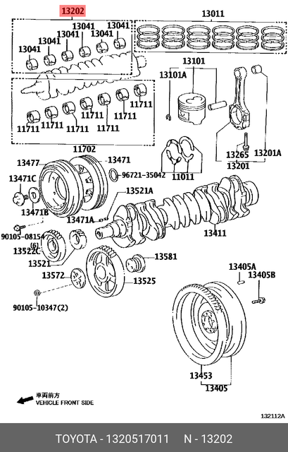 Genuine OE bearing set connecting rod 1320517011 for TOYOTA 13205-17011 ...
