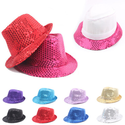 Men Women Jazz Hat Glitter Sequins Stage Dance Show Performance Jazz ...