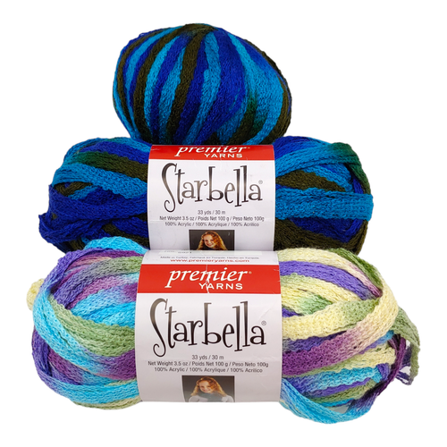 Premier Starbella Ruffle Yarn - Canyon Sunrise 15-08 & Wild Hydrangeas ...