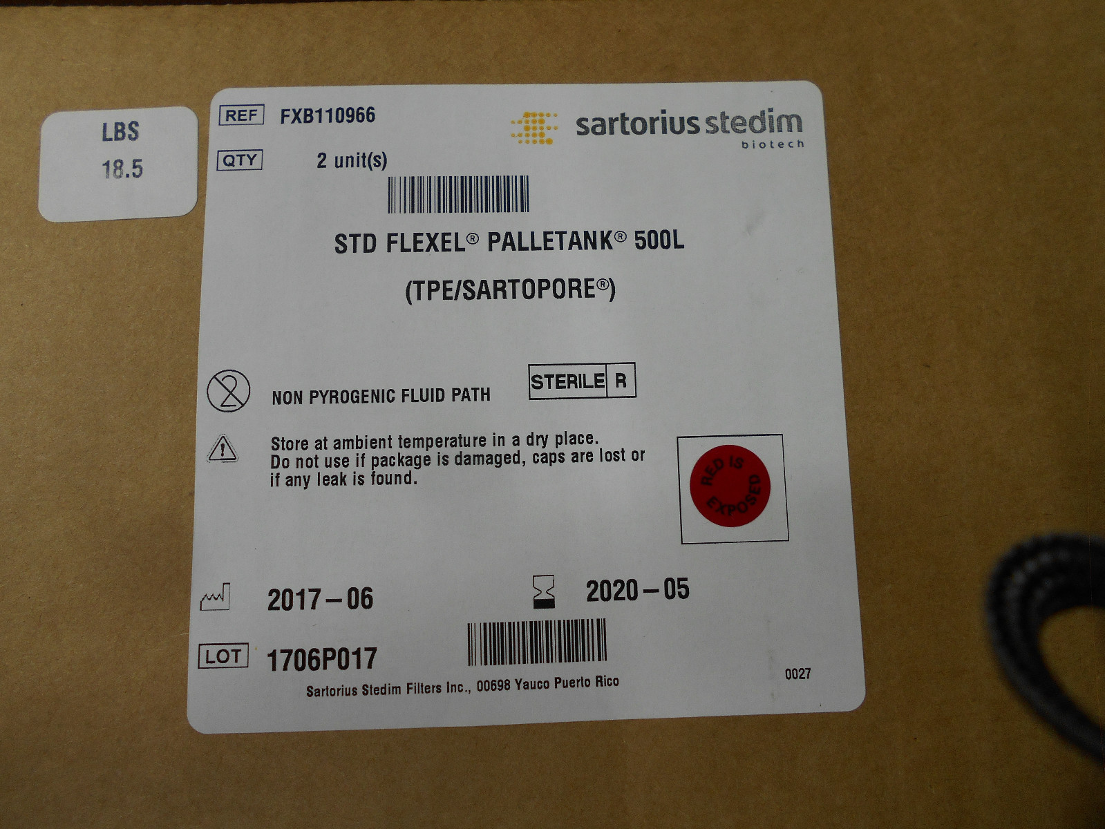 Sartorius Stedim FXB11966 STD Flexel Palletank 500l Tpe/sartopore for ...