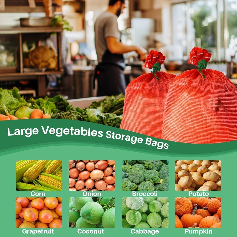 10 lb Mesh Onion Bags, 10"x18" Breathable Reusable Plastic Mesh Bags ...