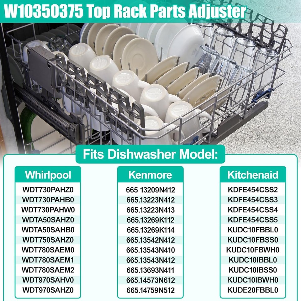 New W10350375 Dishwasher Top Rack Adjuster Parts For Whirlpool Parts ...