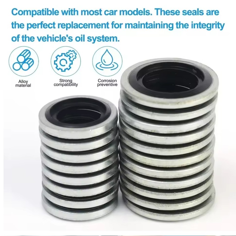 M16 Car Oil Drain Plug Washers Gasket Sump Plug Bonded Seal Ring Rubber ...