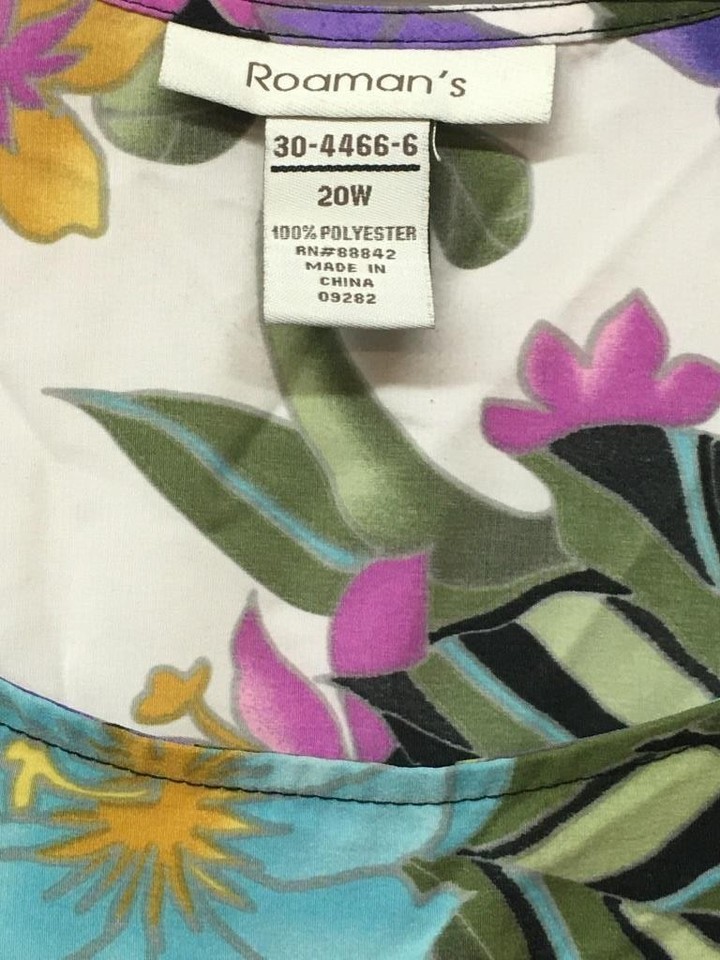 Roaman's 20W top multicolor floral print scoop neck sleeveless | eBay