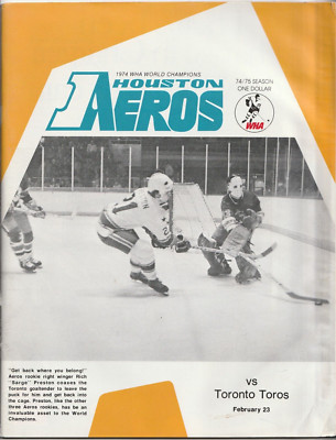 Houston Aeros Game Program February 23 1975 Toronto Gordie Howe Rare ...