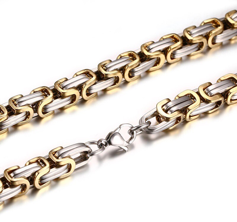 Mens Stainless Steel 4/5/6/8mm Byzantine Box King Chain Necklace ...
