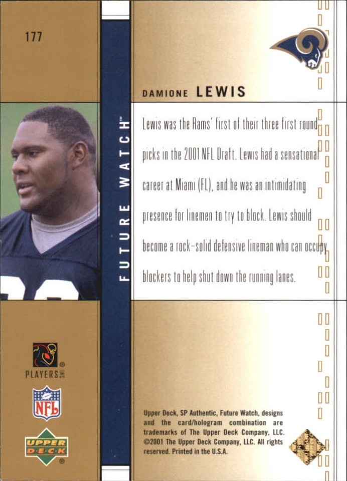 2001 SP Authentic Rookie Gold 100 #177 Damione Lewis /100 - NM-MT | eBay