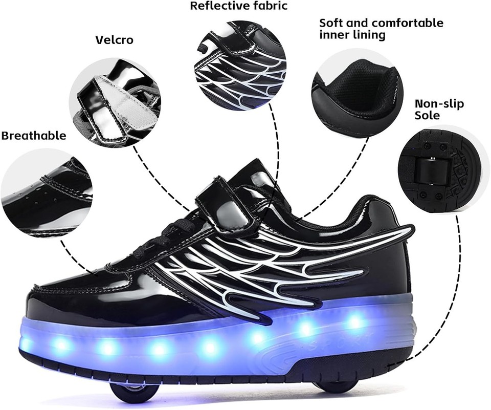 LED Roller Skate Shoes for Kids Boys Girls Light Up 11 Little Kid ...