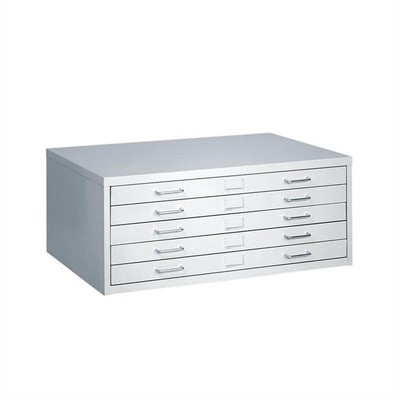 Safco 5 Drawer Small Metal Flat Files Cabinet in Light Gray 73555496932 ...