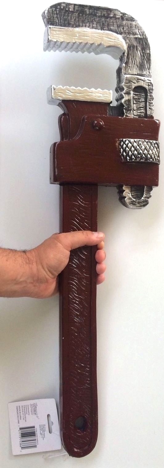 26" JUMBO PLASTIC MONKEY WRENCH Plumber Zombie Weapon Movie Fake Pipe 3 ...