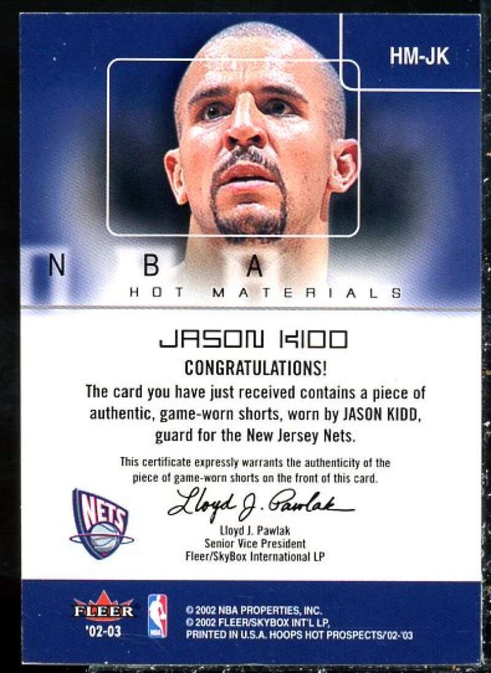 Jason Kidd Card 2002-03 Hoops Hot Prospects Hot Materials #10 | eBay