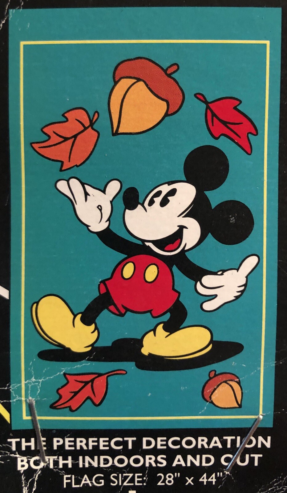 DISNEY MICKEY MOUSE FALL LEAVES ACORN THANKSGIVING APPLIQUE LARGE YARD ...