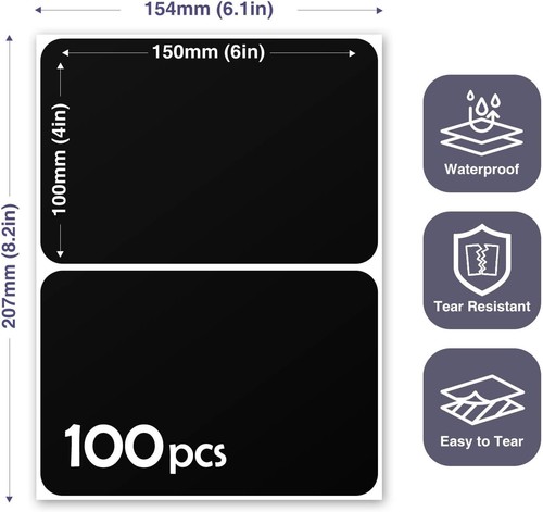 100Pcs Large Black Labels for Storage Bins,6x4 Inch Removable | eBay
